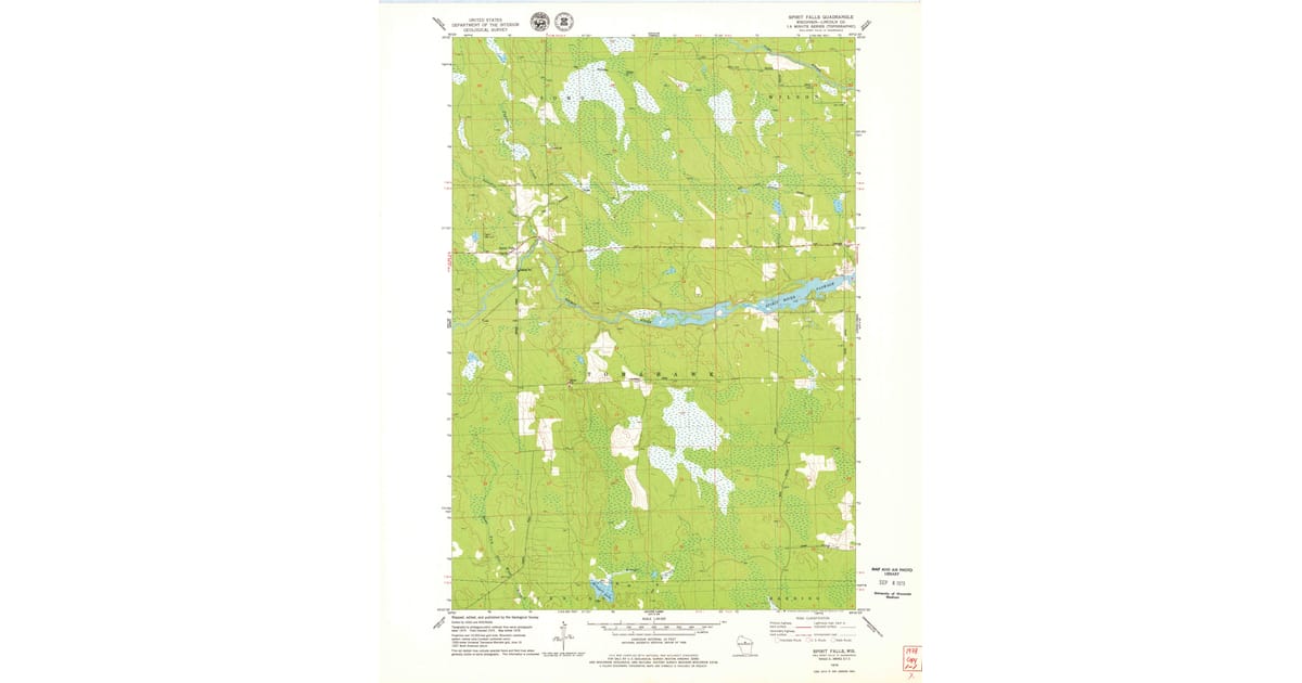 1978 Map of Spirit Falls, Lincoln County, WI — High-Res | Pastmaps