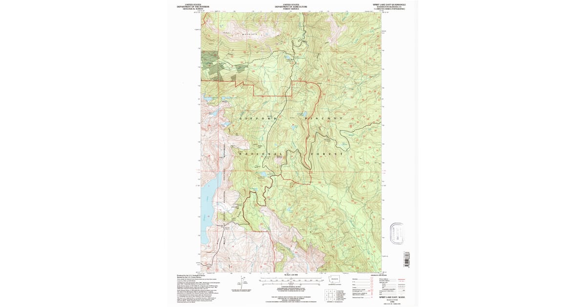 1994 Map of Spirit Lake East, Skamania County, WA — High-Res | Pastmaps
