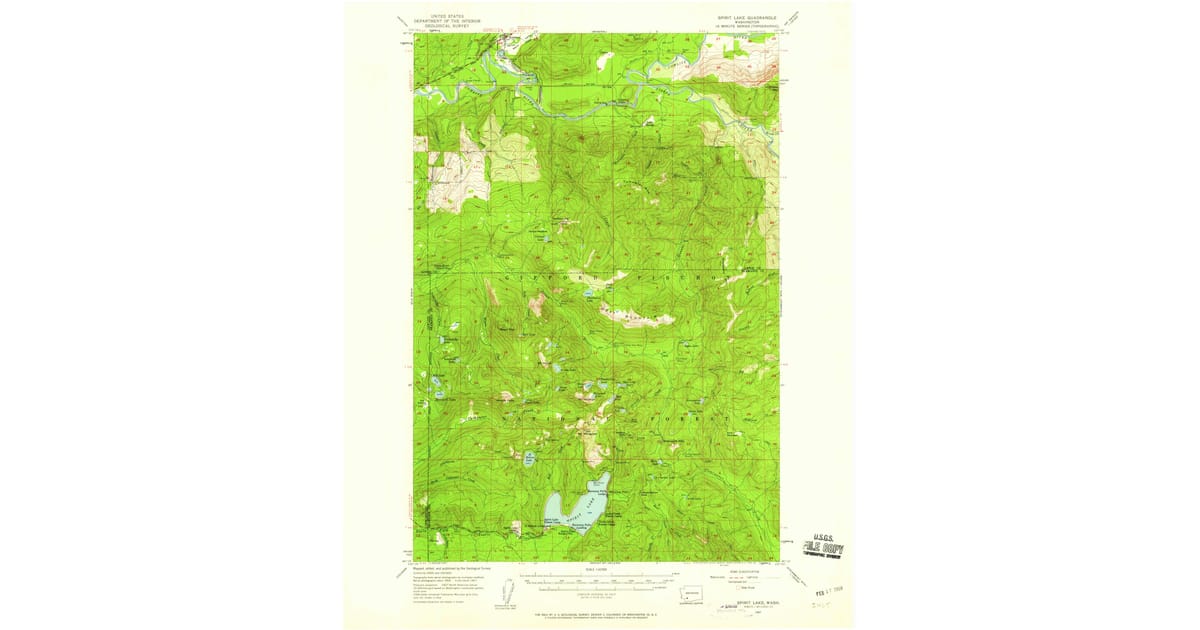1957 Map of Spirit Lake, Skamania County, WA — High-Res | Pastmaps