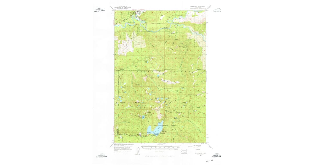1957 Map of Spirit Lake, Skamania County, WA — High-Res, 1963 Print ...