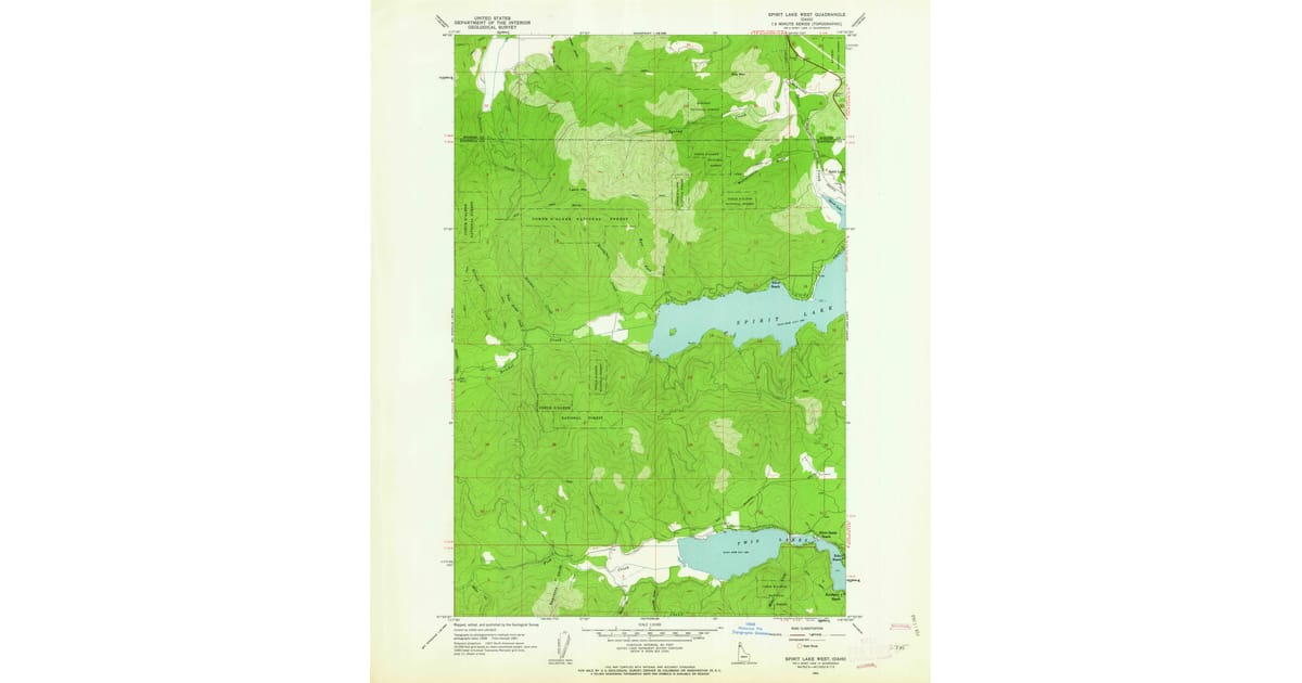 1961 Map of Spirit Lake West, Kootenai County, ID — High-Res | Pastmaps