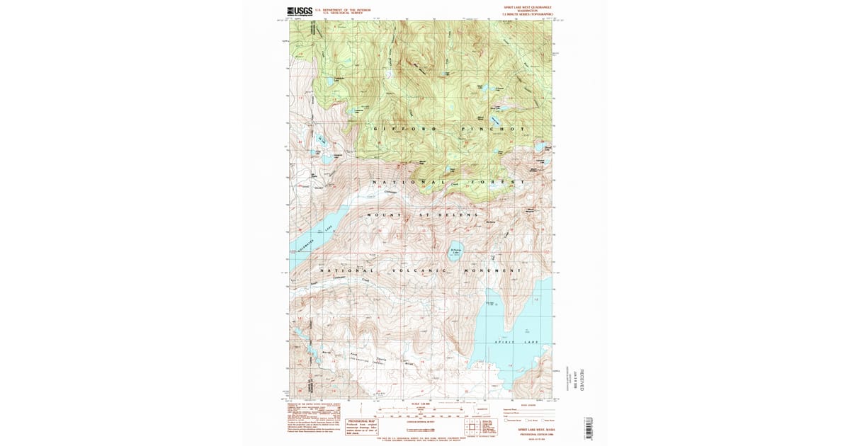 1984 Map of Spirit Lake West, Skamania County, WA — High-Res | Pastmaps