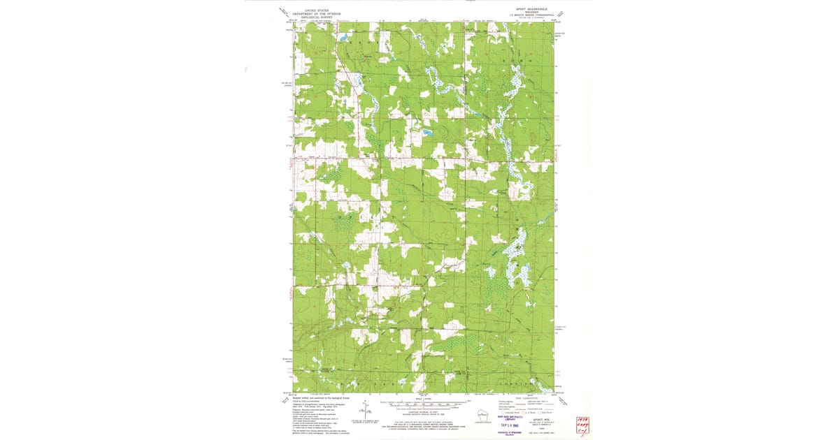 1979 Map of Spirit, Price County, WI — High-Res | Pastmaps
