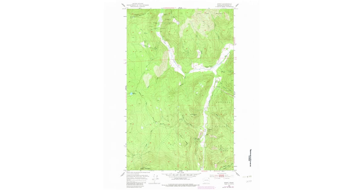 1952 Map of Spirit, Stevens County, WA — High-Res, 1982 Print | Pastmaps
