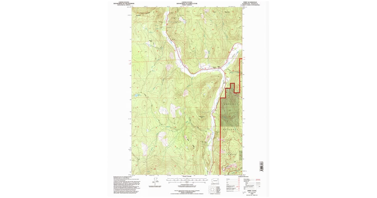 1992 Map of Spirit, Stevens County, WA — High-Res | Pastmaps