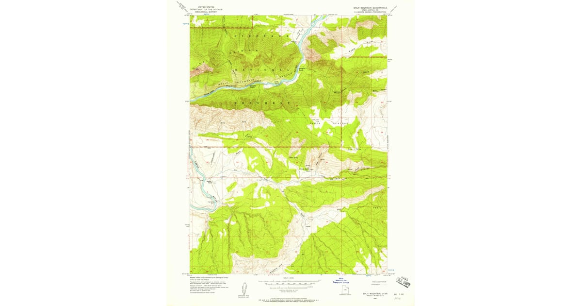 1955 Map of Split Mountain, Uintah County, UT — High-Res | Pastmaps