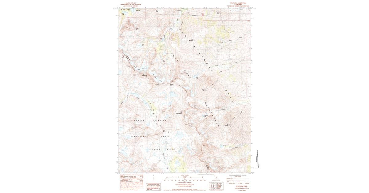 1984 Map of Split Mtn., Inyo County, CA — High-Res | Pastmaps