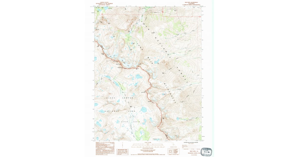 1990 Map of Split Mtn, Inyo County, CA — High-Res | Pastmaps