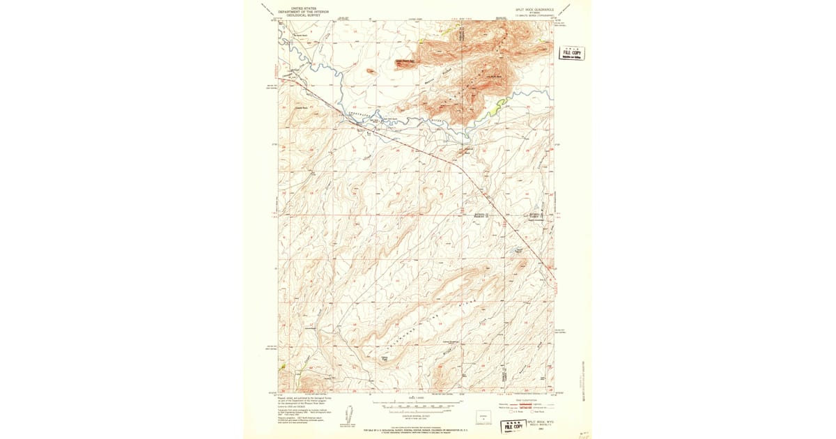 1951 Map of Split Rock, Fremont County, WY — High-Res | Pastmaps