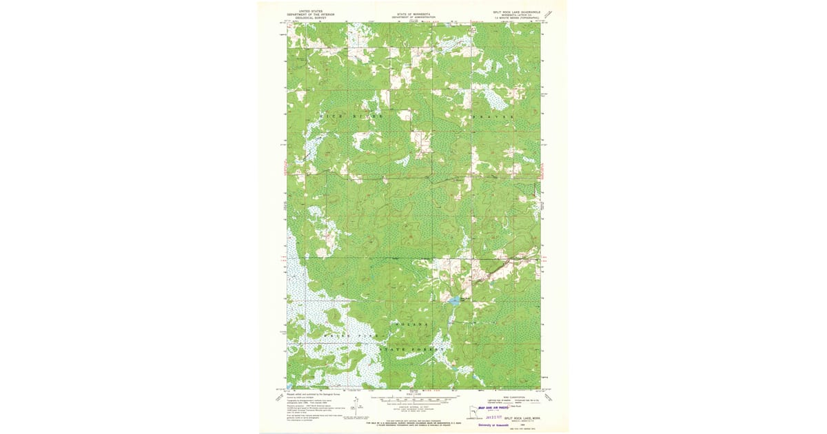1969 Map of Split Rock Lake, Aitkin County, MN — High-Res | Pastmaps