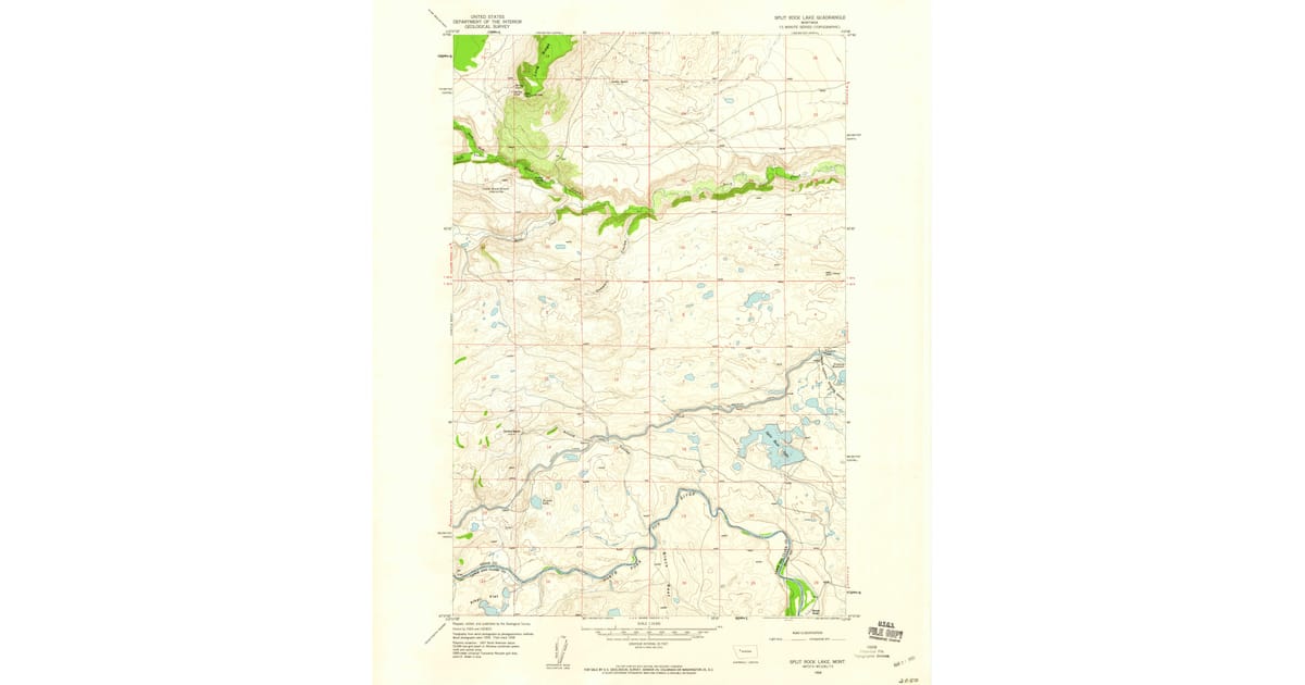 1958 Map of Split Rock Lake, Teton County, MT — High-Res | Pastmaps