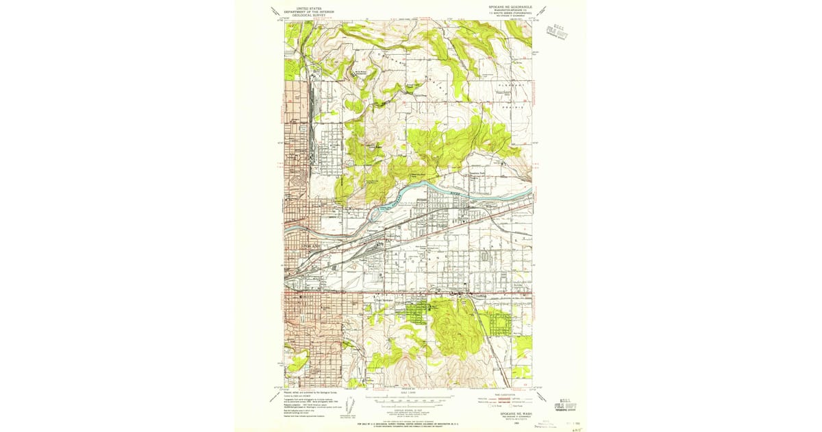 1950 Map of Spokane NE, Spokane County, WA — High-Res, 1955 Print ...