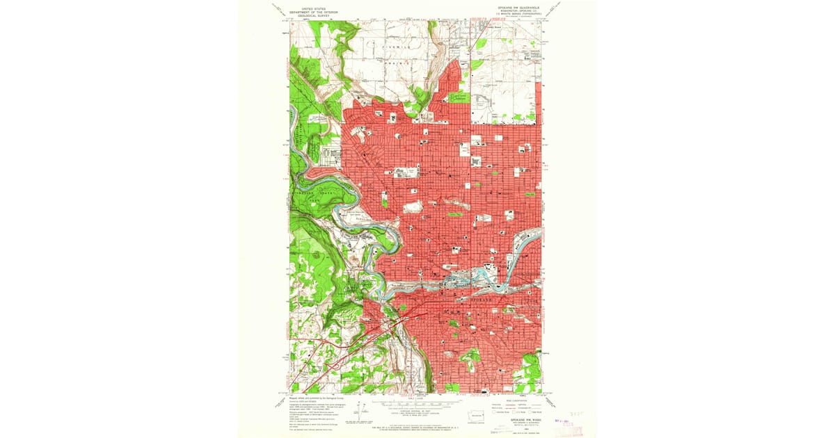 1963 Map of Spokane NW, Spokane County, WA — High-Res | Pastmaps