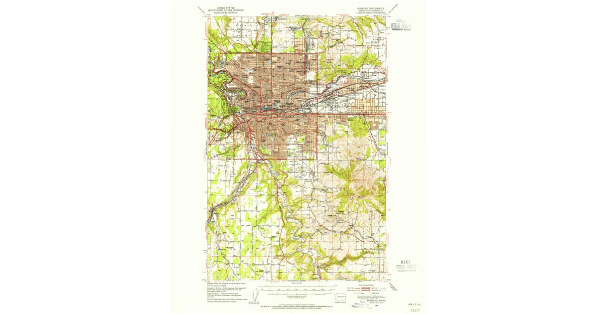 1950 Map of Spokane, WA — High-Res | Pastmaps