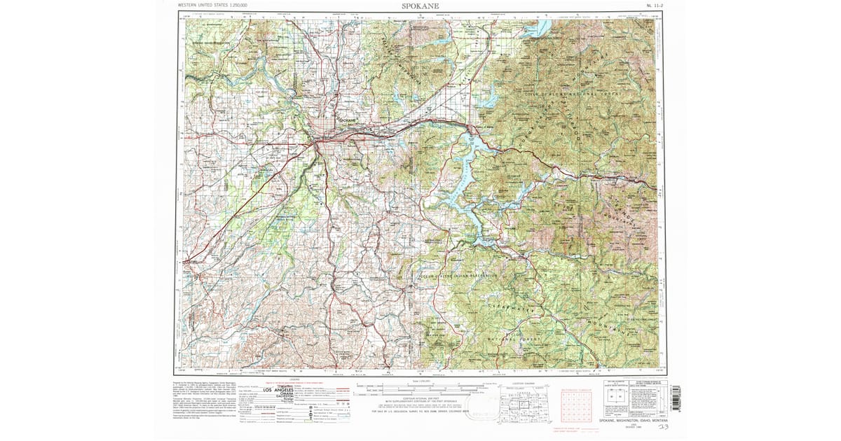 1955 Map of Spokane, WA — High-Res, 1980 Print | Pastmaps