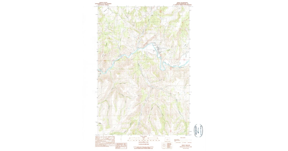 1990 Map of Spray, OR — High-Res | Pastmaps