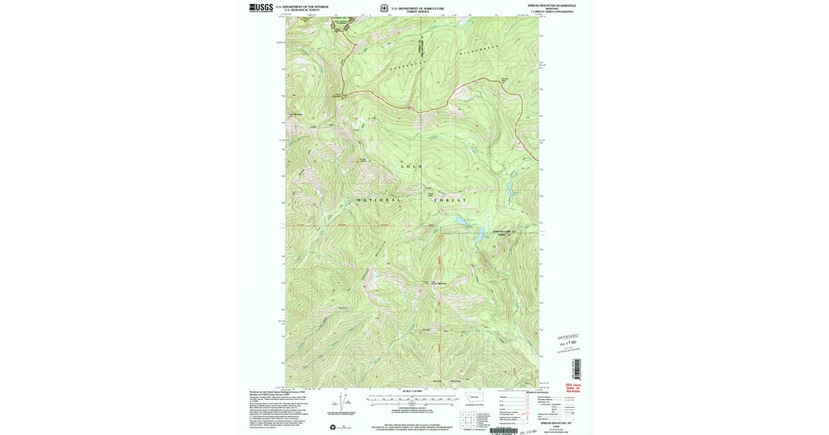 1999 Map of Spread Mountain, Powell County, MT — High-Res | Pastmaps