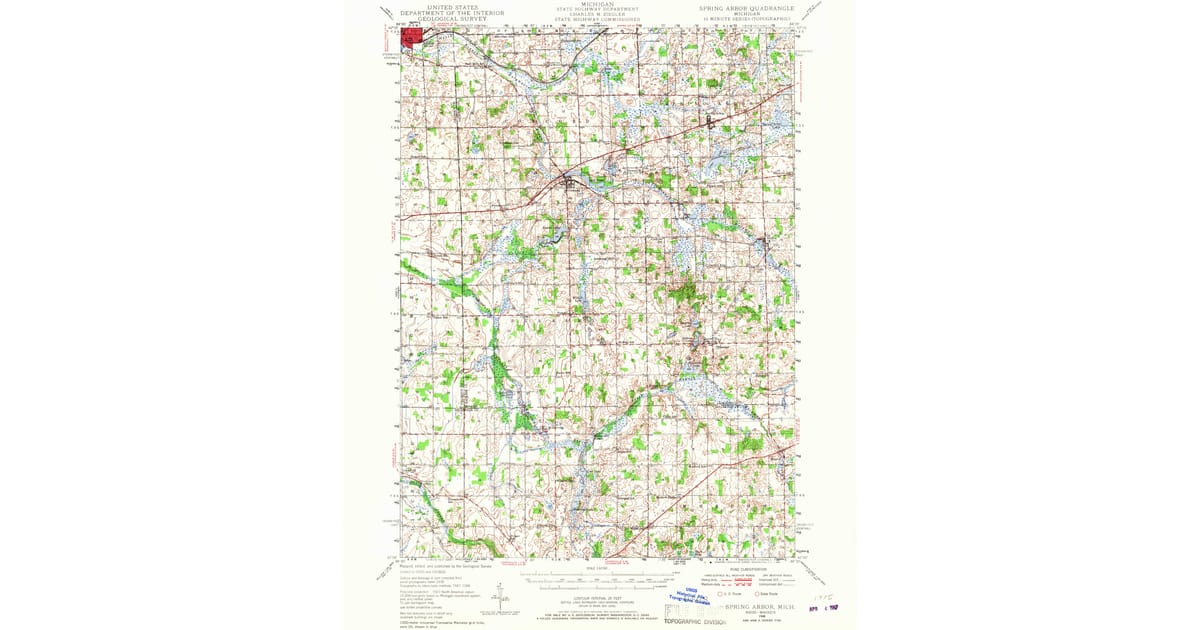 1948 Map of Spring Arbor, MI — High-Res | Pastmaps