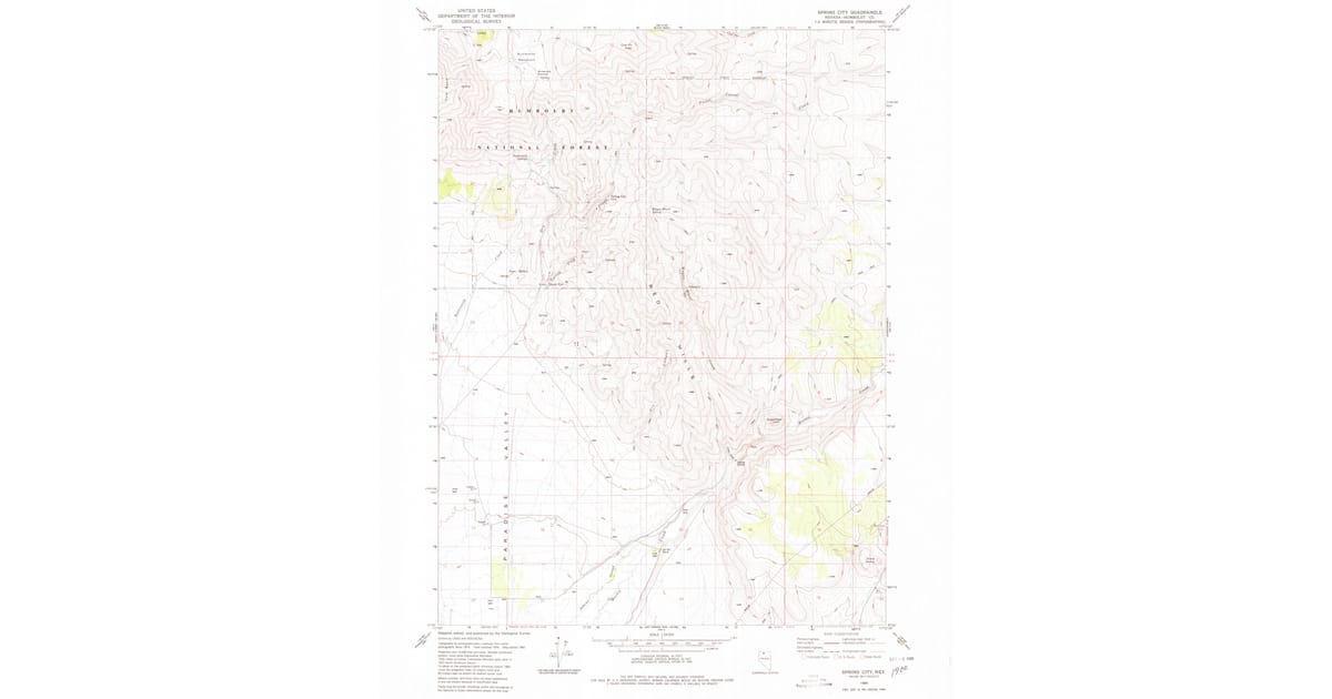 1980 Map of Spring City, Humboldt County, NV — High-Res | Pastmaps