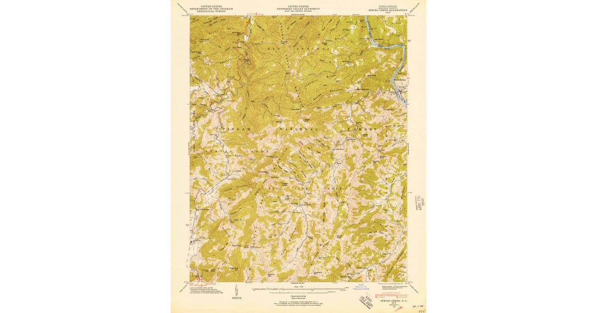 1946 Map of Spring Creek, Madison County, NC — High-Res | Pastmaps