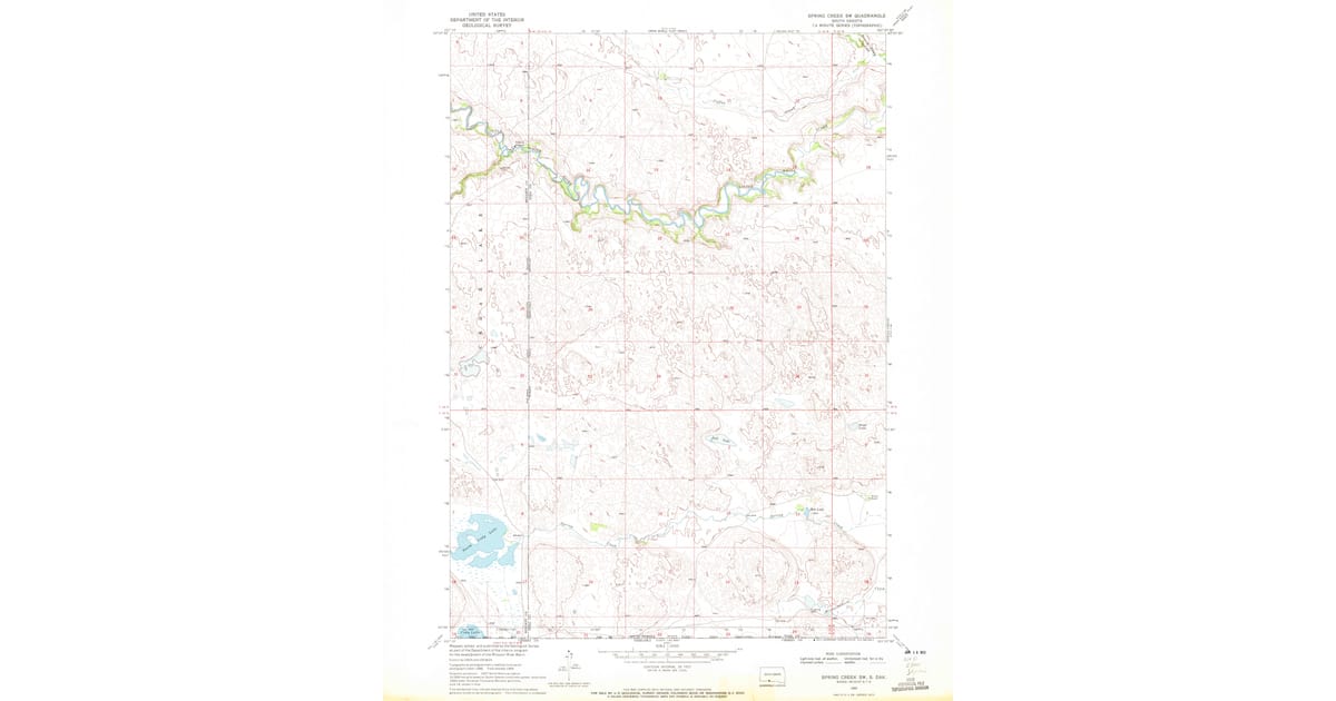 1969 Map of Spring Creek SW, Todd County, SD — High-Res | Pastmaps