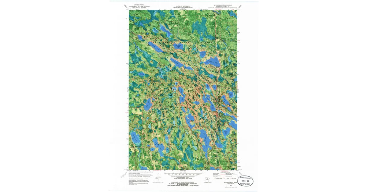 1970 Map of Spring Lake, Itasca County, MN — High-Res, 1986 Print ...