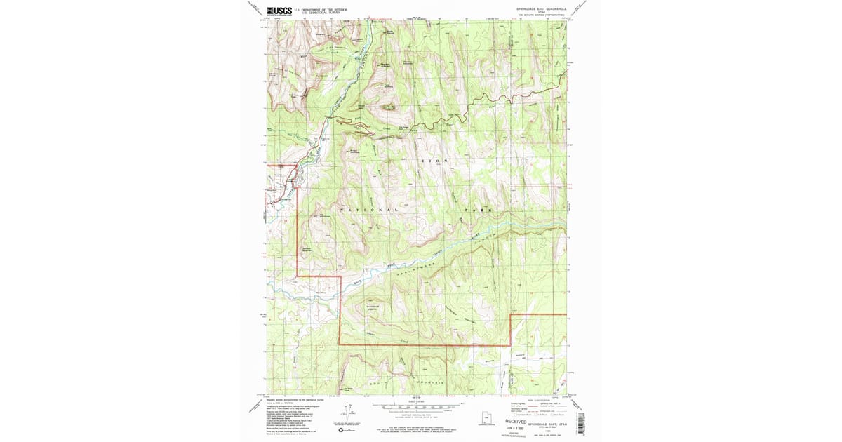 1980 Map of Springdale East, Washington County, UT — High-Res | Pastmaps