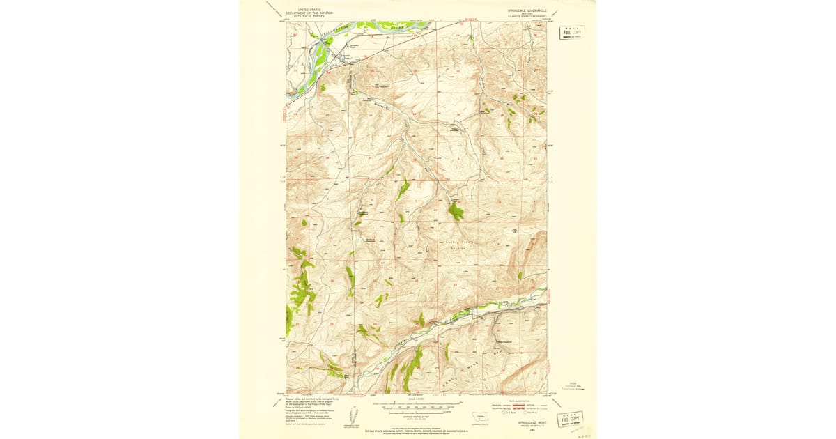 1951 Map of Springdale, MT — High-Res | Pastmaps