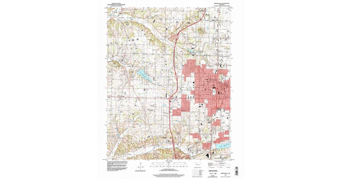 1994 Map of Springdale, AR — High-Res | Pastmaps