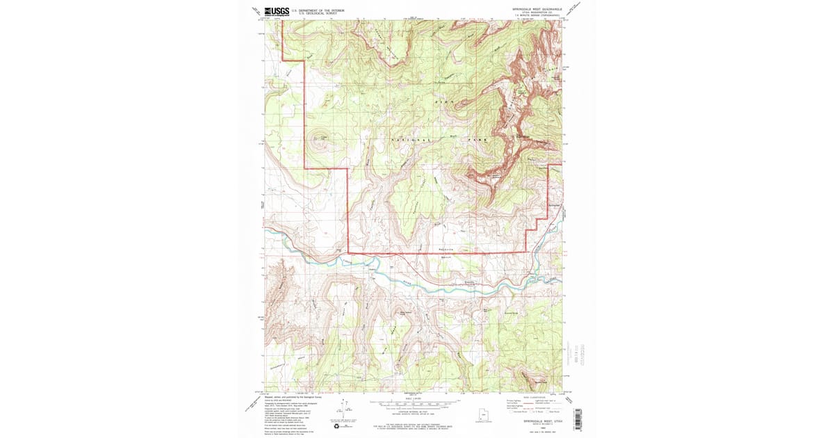 1980 Map of Springdale West, Washington County, UT — High-Res | Pastmaps