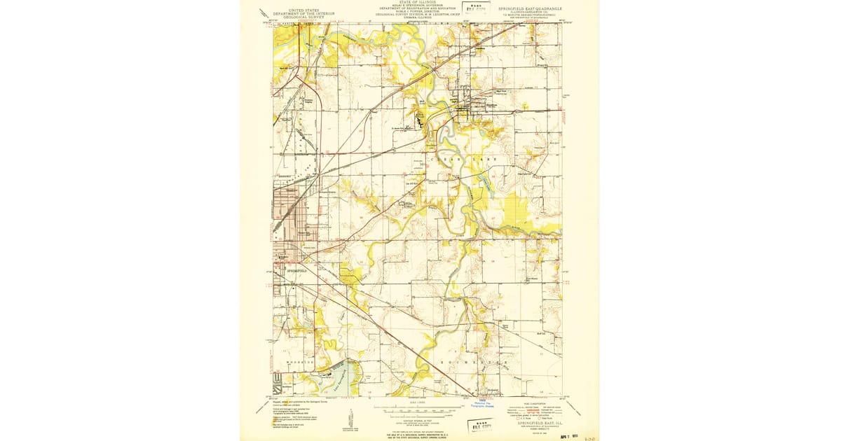 1950 Map of Springfield East, Sangamon County, IL — High-Res | Pastmaps