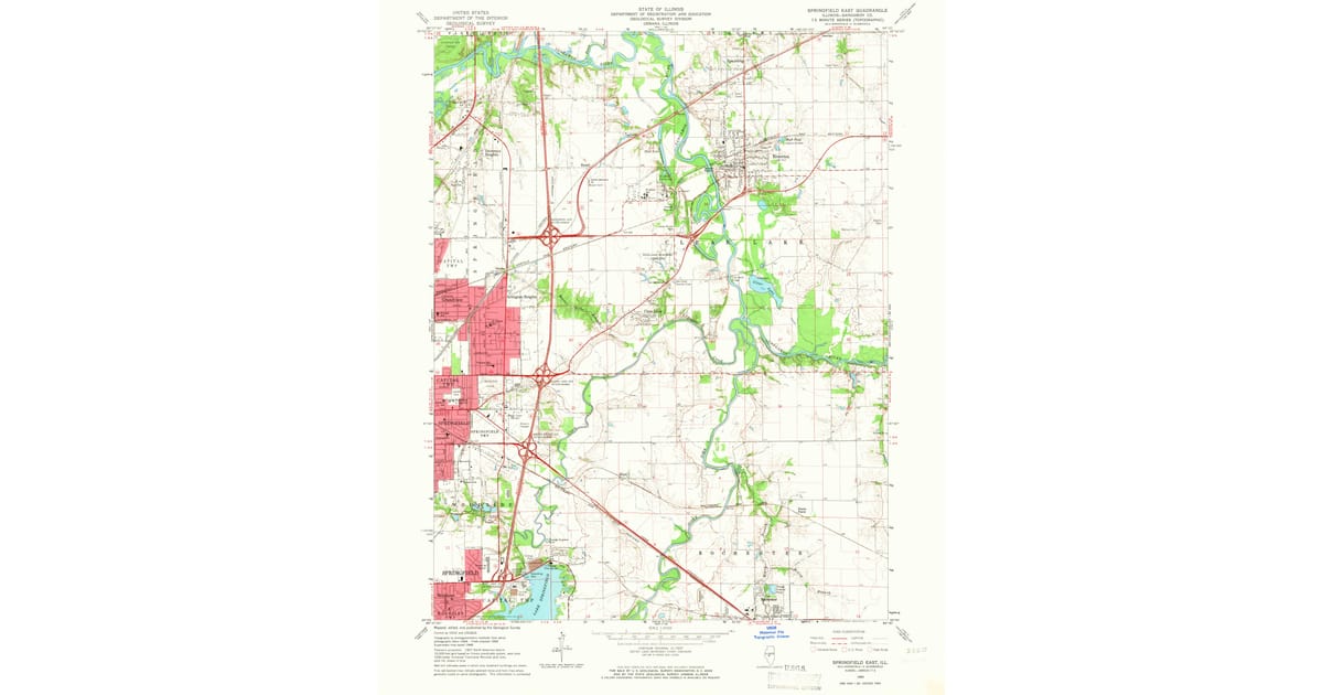 1965 Map of Springfield East, Sangamon County, IL — High-Res | Pastmaps