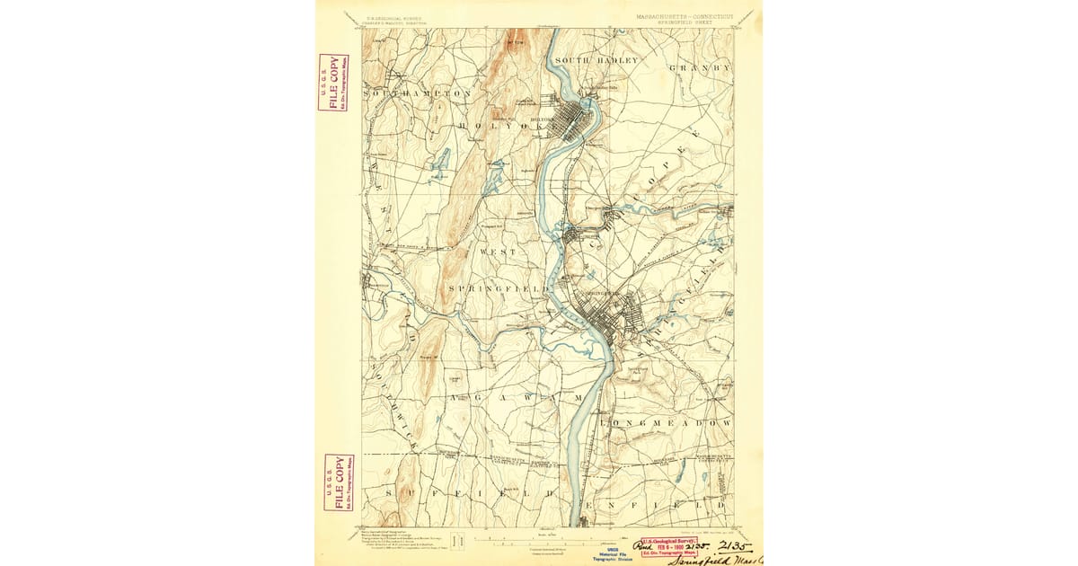 1895 Map of Springfield, MA — High-Res, 1900 Print | Pastmaps