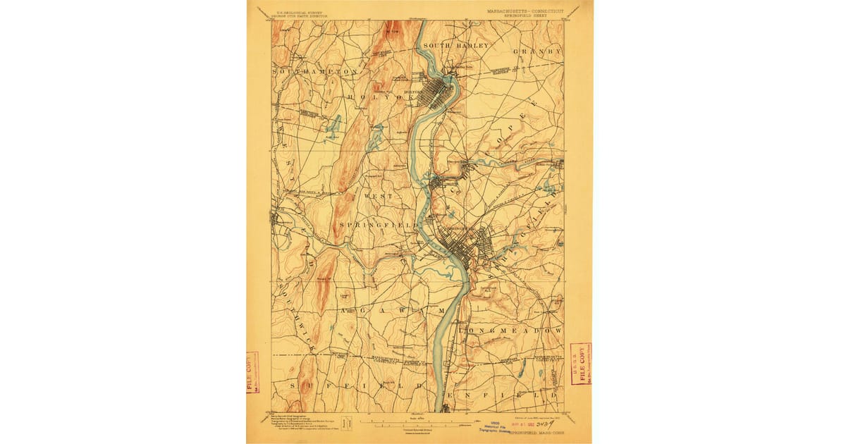 1895 Map of Springfield, MA — High-Res, 1912 Print | Pastmaps