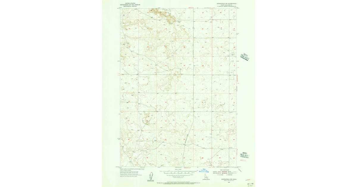 1955 Map of Springfield NW, Bingham County, ID — High-Res | Pastmaps