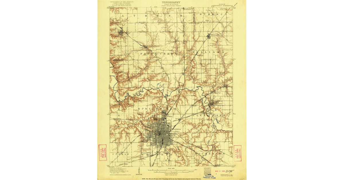 1907 Map of Springfield, IL — High-Res, 1922 Print | Pastmaps