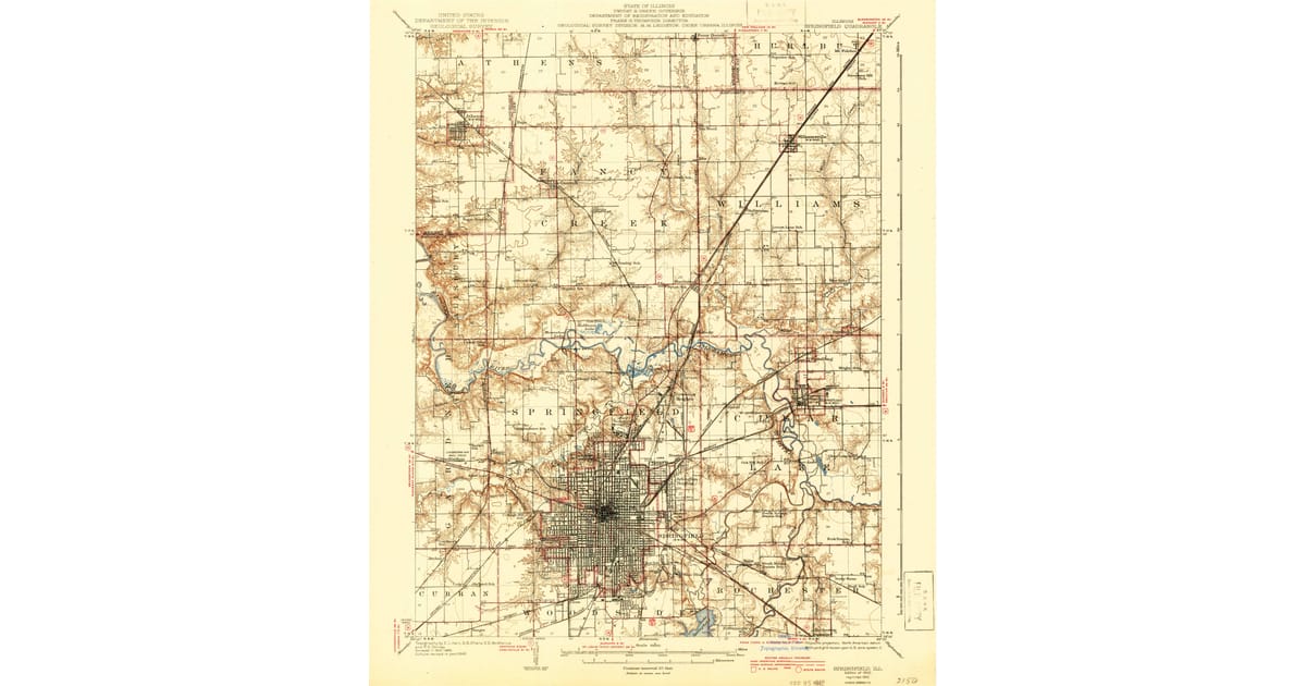 1930 Map of Springfield, IL — High-Res, 1942 Print | Pastmaps