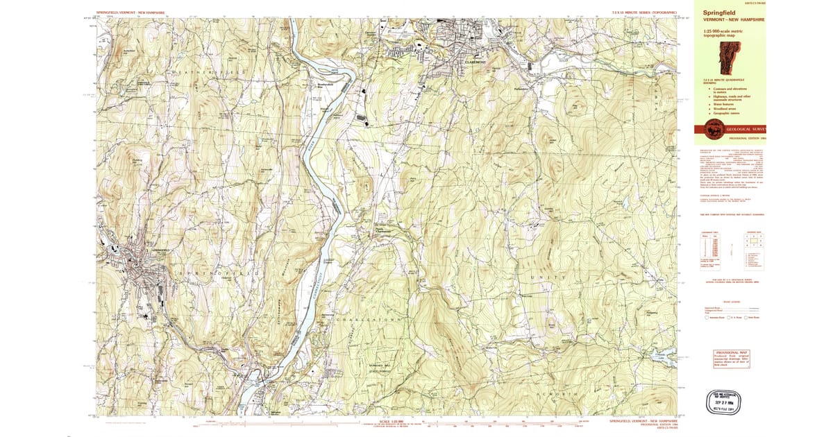 1984 Map of Springfield, Windsor County, VT — High-Res | Pastmaps