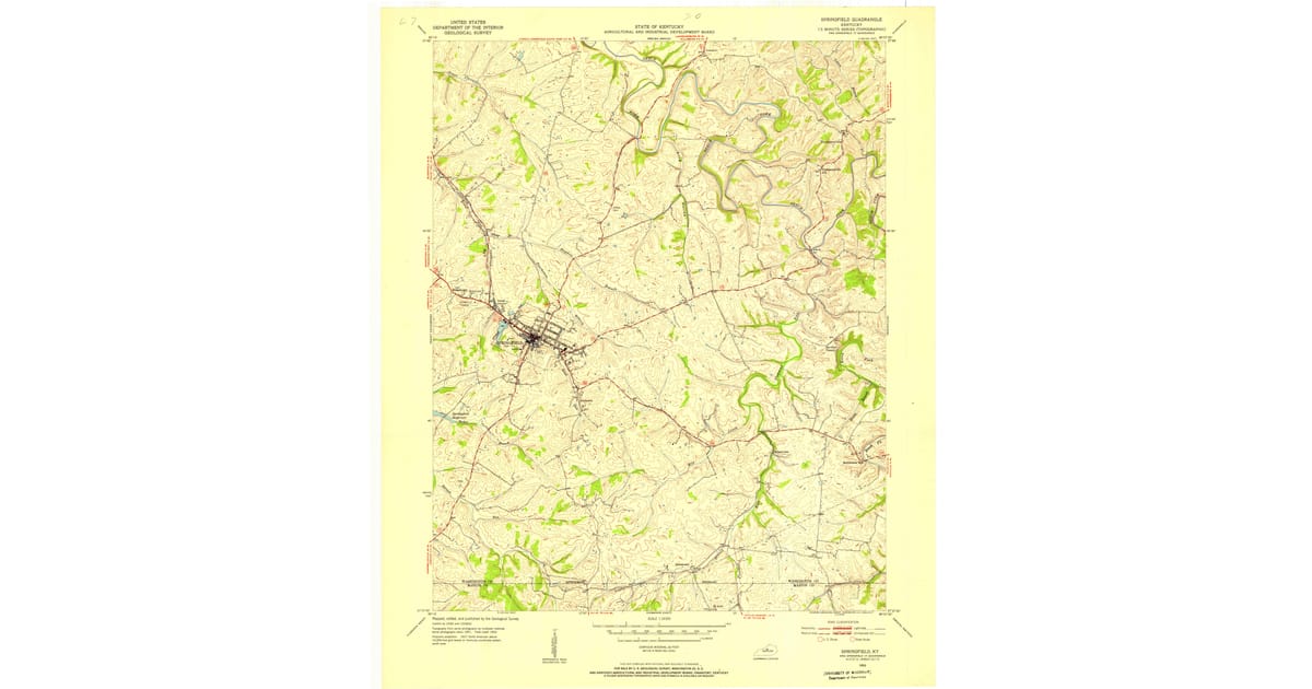 1953 Map of Springfield, KY — High-Res | Pastmaps