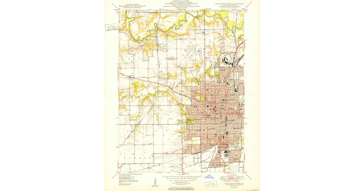 1950 Map of Springfield West, Sangamon County, IL — High-Res | Pastmaps