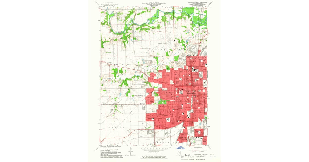 1965 Map of Springfield West, Sangamon County, IL — High-Res | Pastmaps
