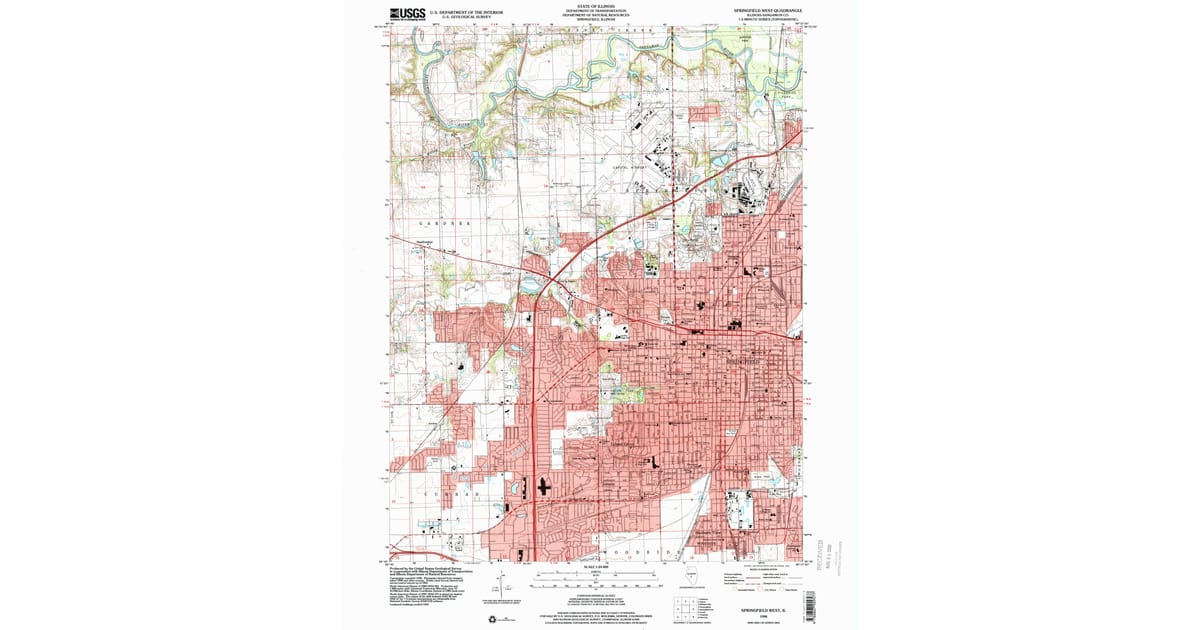 1998 Map of Springfield West, Sangamon County, IL — High-Res | Pastmaps