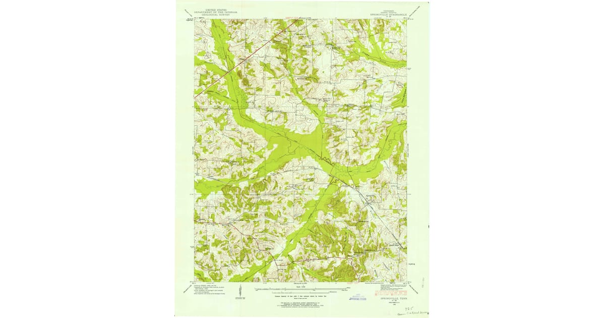 1938 Map of Springville, Henry County, TN — High-Res, 1963 Print | Pastmaps