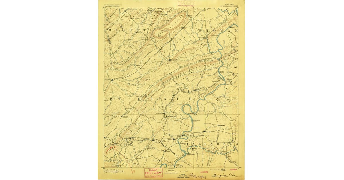 1892 Map of Springville, AL — High-Res | Pastmaps