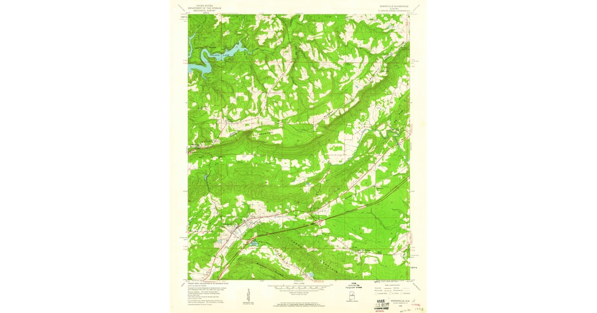 1958 Map of Springville, AL — High-Res | Pastmaps