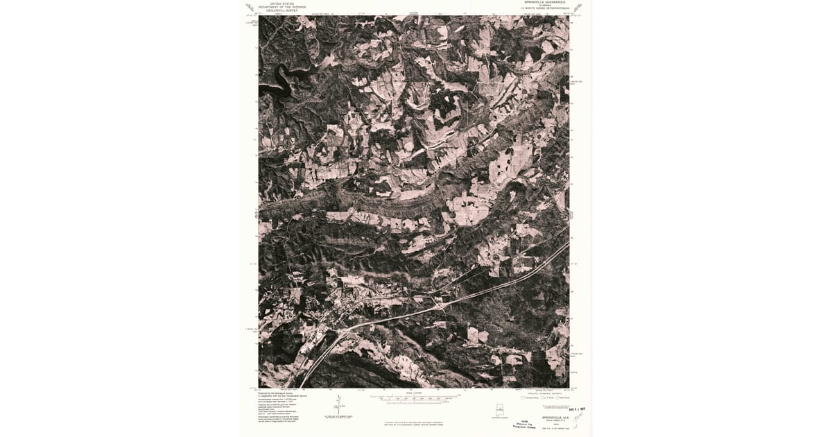 1975 Map of Springville, AL — High-Res | Pastmaps