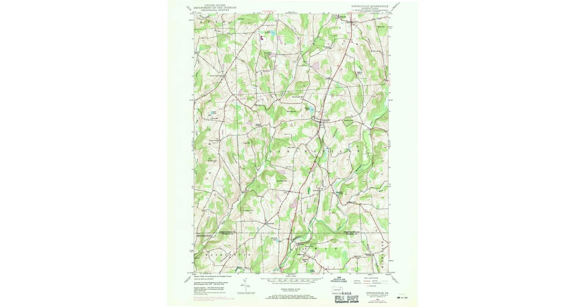 1946 Map of Springville, Susquehanna County, PA — High-Res | Pastmaps