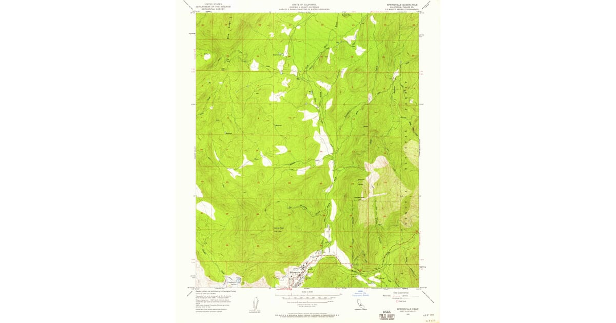 1957 Map of Springville, CA — High-Res | Pastmaps