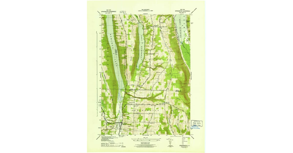 1942 Map of Springwater, Ontario County, NY — High-Res | Pastmaps