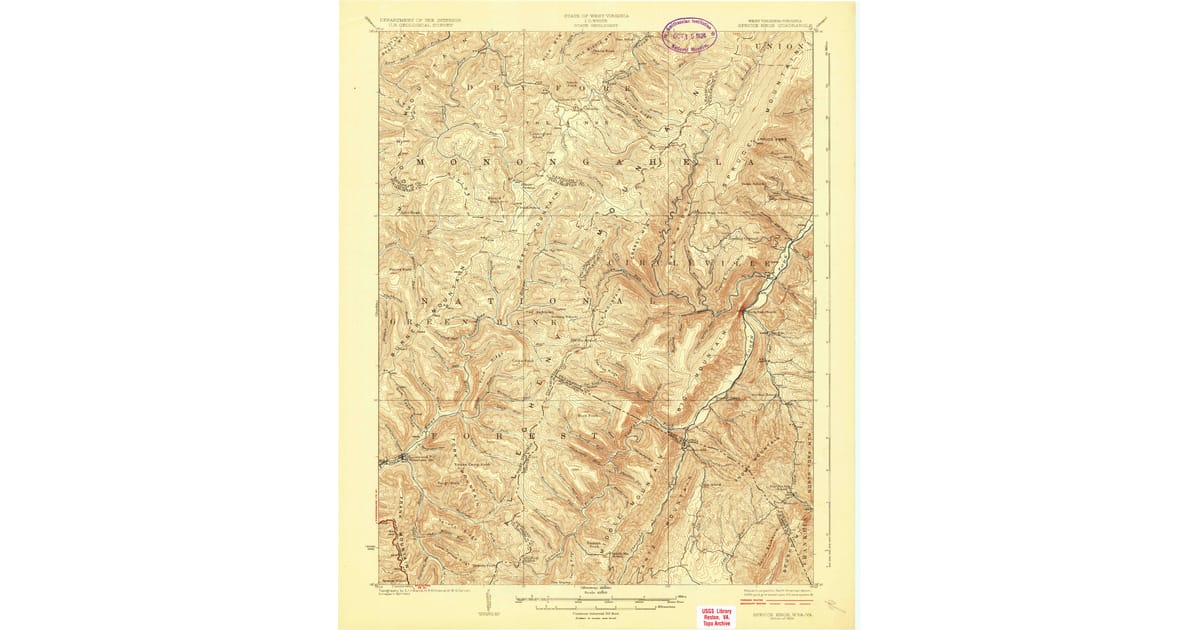 1924 Map of Spruce Knob, Pendleton County, WV — High-Res | Pastmaps